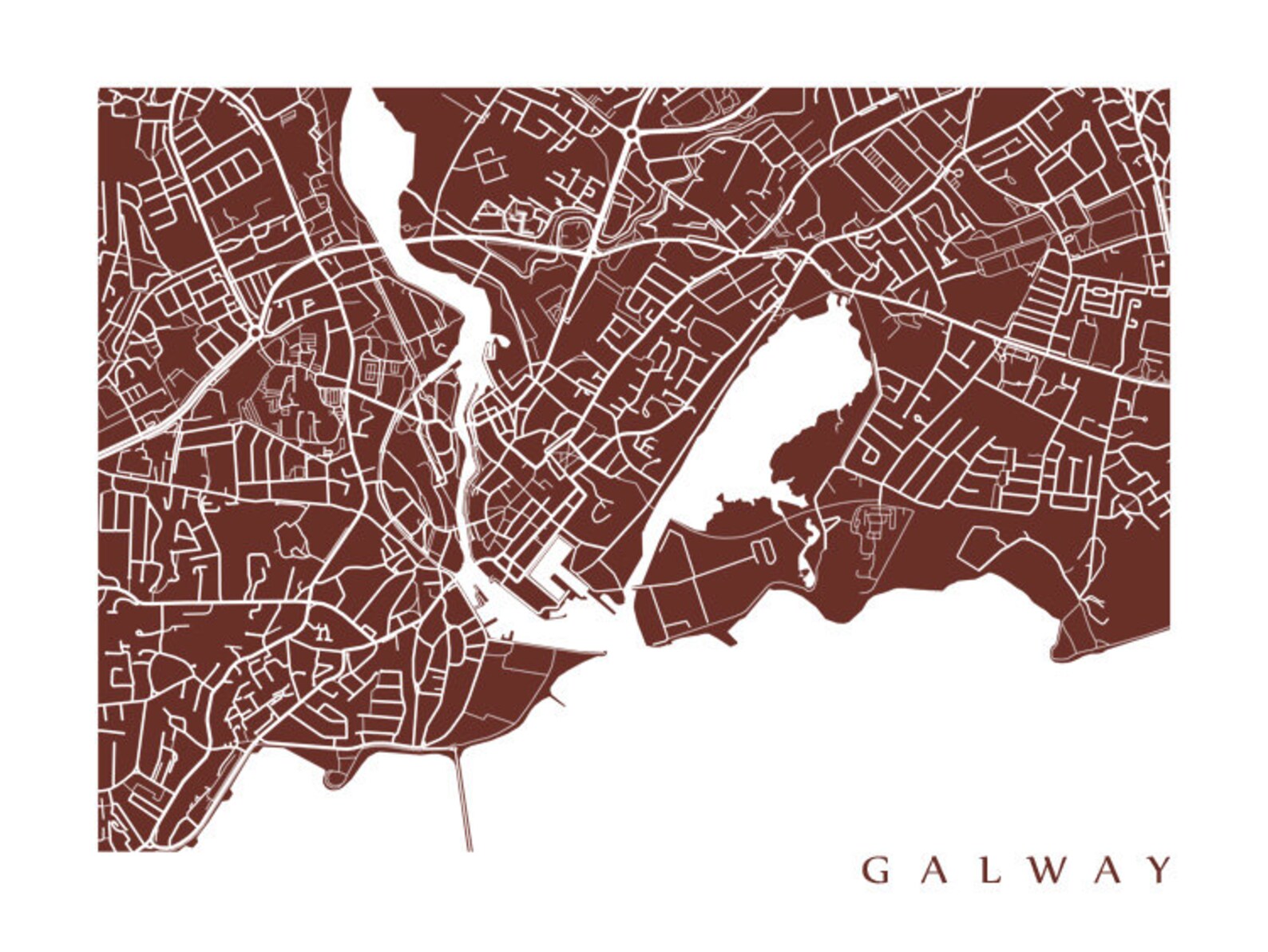 Galway Map Art Print Ireland Poster Choose Your Size and - Etsy