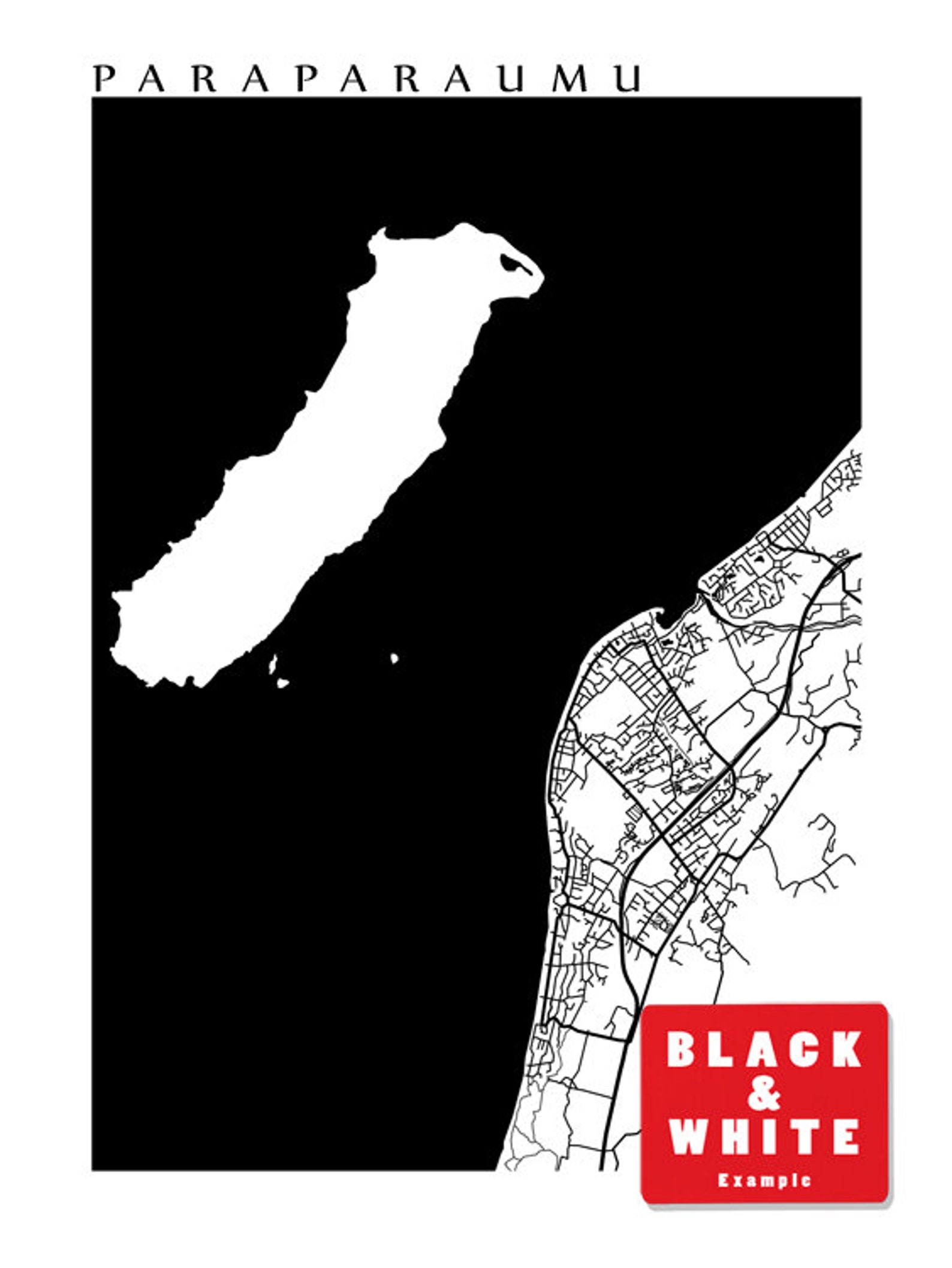Paraparaumu New Zealand Map Raumati Beach & Kapiti Island | Etsy