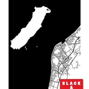 Paraparaumu, New Zealand Map - Raumati Beach & Kapiti Island, NZ Art ...