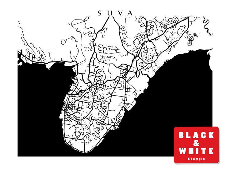 Suva Fiji Map Print - Etsy