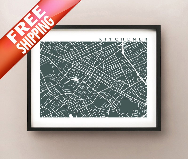 Kitchener Map Print Ontario Canada Art Poster | Etsy