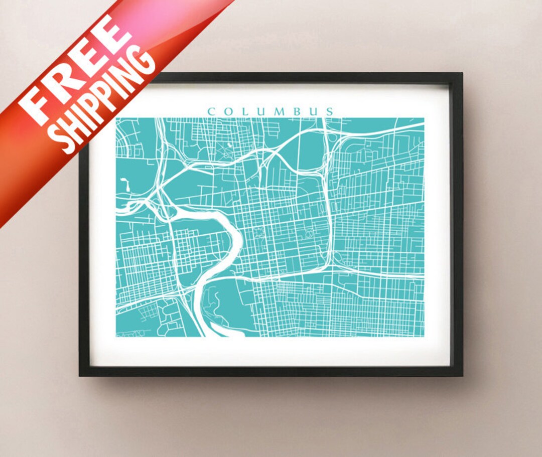 Columbus Map - Ohio Poster Print - Etsy