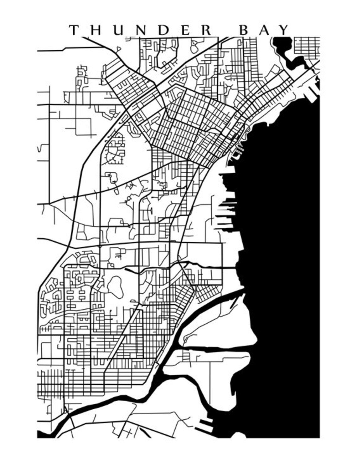 Thunder Bay Map Print | Etsy