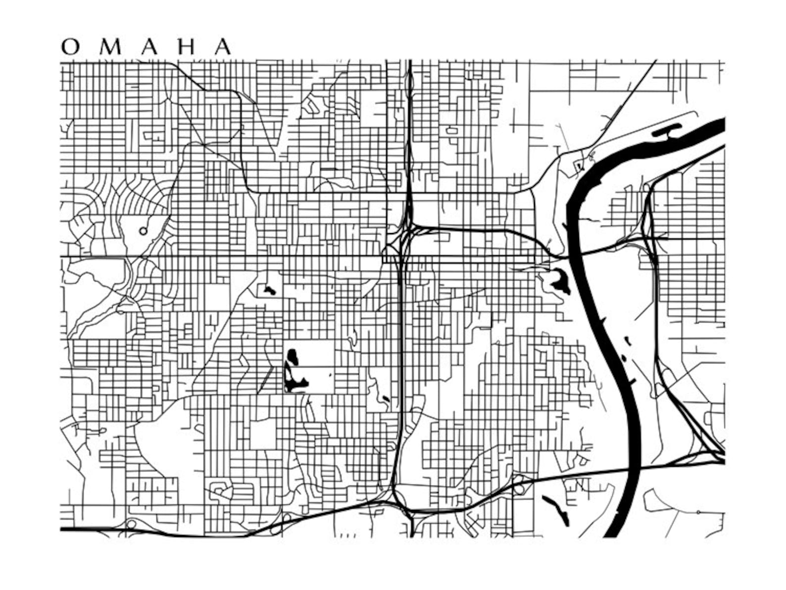Omaha Map Print - Nebraska Poster - Etsy