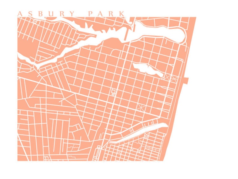 Asbury Park, New Jersey Map Print - Etsy