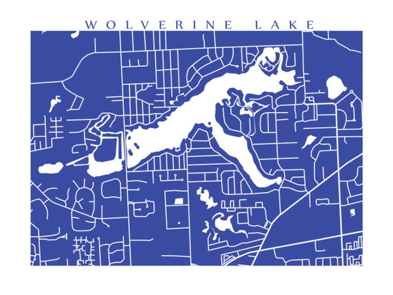 Wolverine Lake Map Print Michigan Poster | Etsy