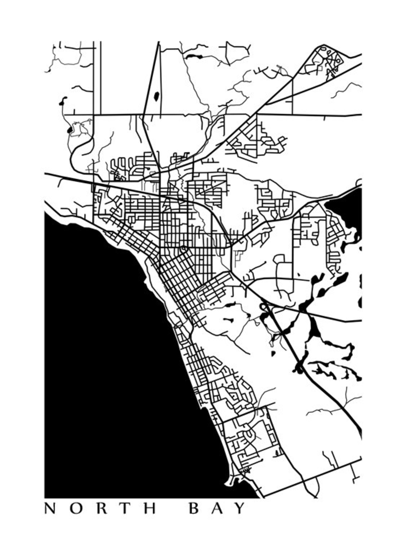 North Bay Map Print Ontario Art Poster - Etsy