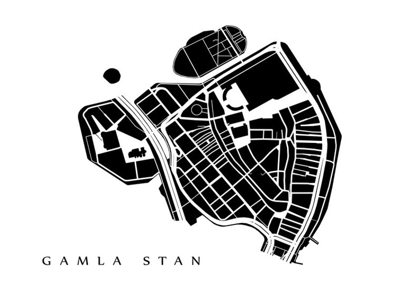 Gamla Stan Stockholm Map Stockholm Old Town Island District - Etsy