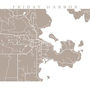 Friday Harbor, San Juan Island Map - Washington, USA Art Poster Print ...