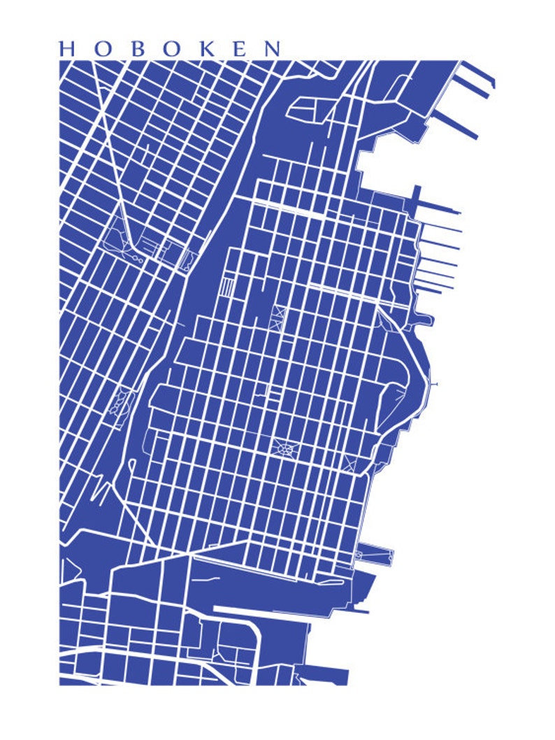 Hoboken Map Art New Jersey Poster Print - Etsy