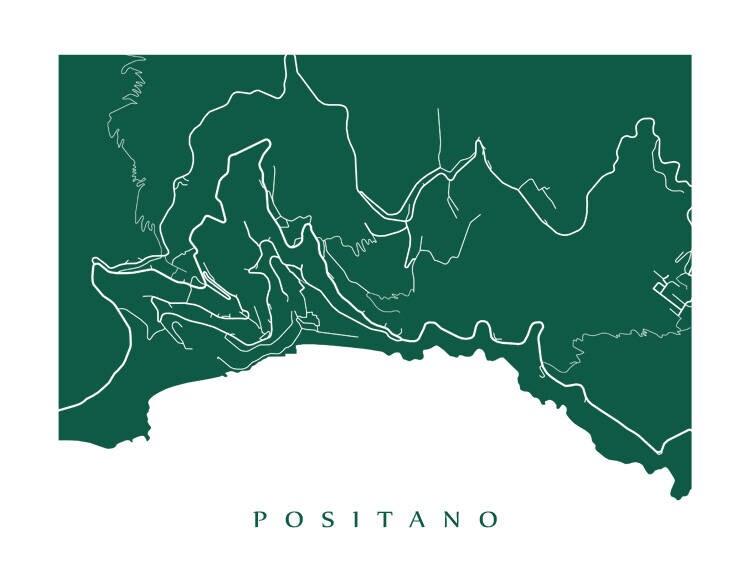 Positano Map Print Italy Art Poster - Etsy