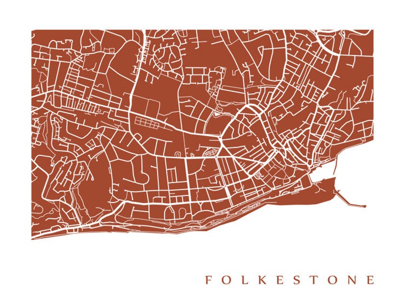 Folkestone Map Print England Wall Art - Etsy