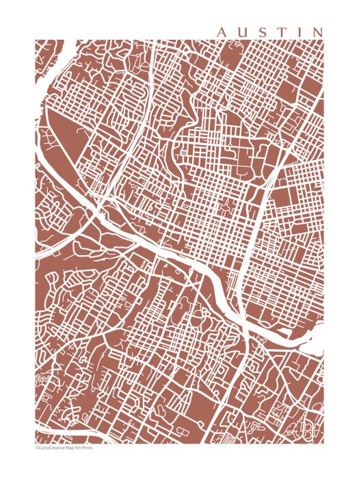 Austin Map Art Print Texas Poster | Etsy