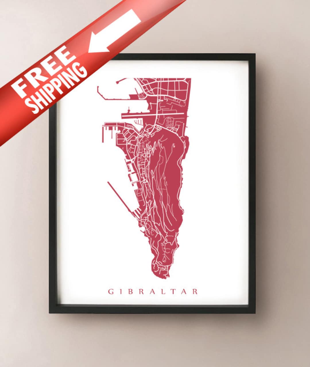 Gibraltar Map Print - UK Poster - Etsy
