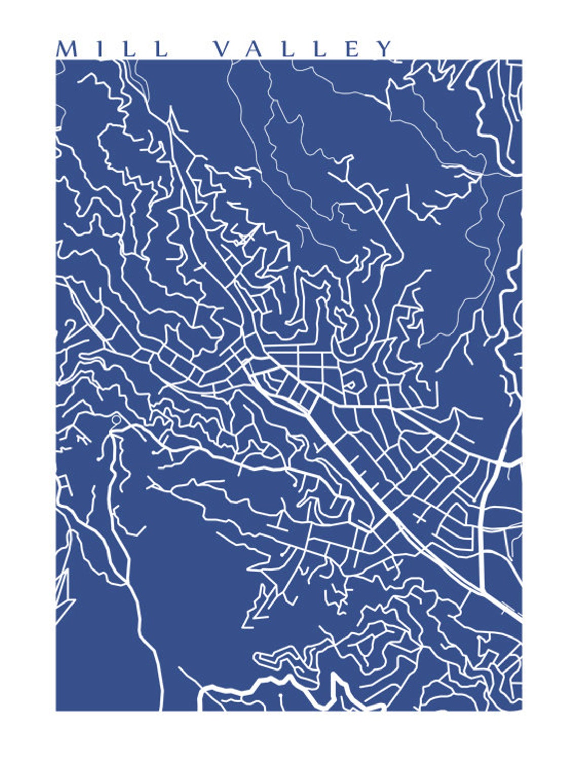 Mill Valley Map Print California Poster - Etsy