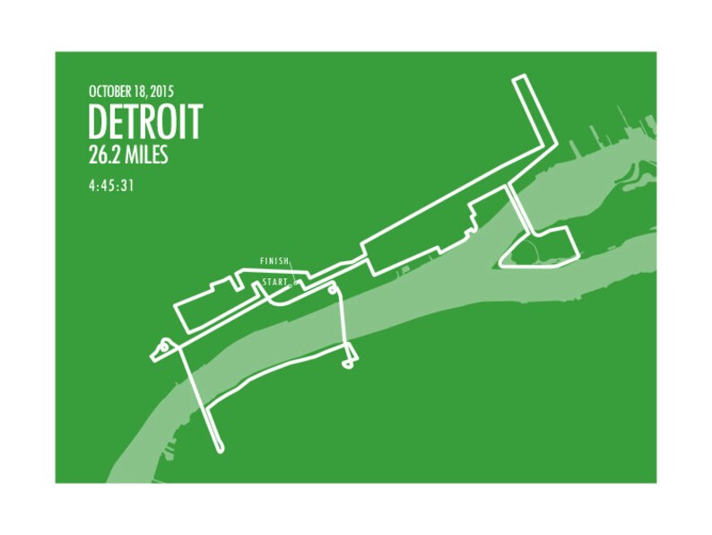 Detroit Marathon Print 2015 - Etsy