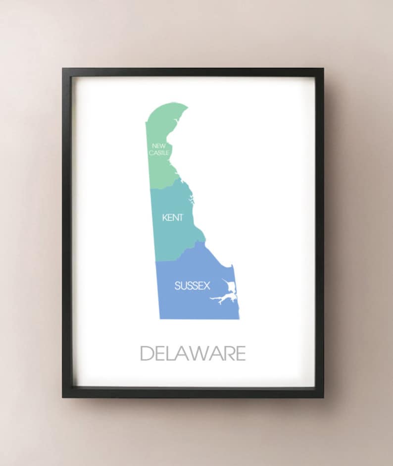 Delaware State Map - Custom Print - Etsy