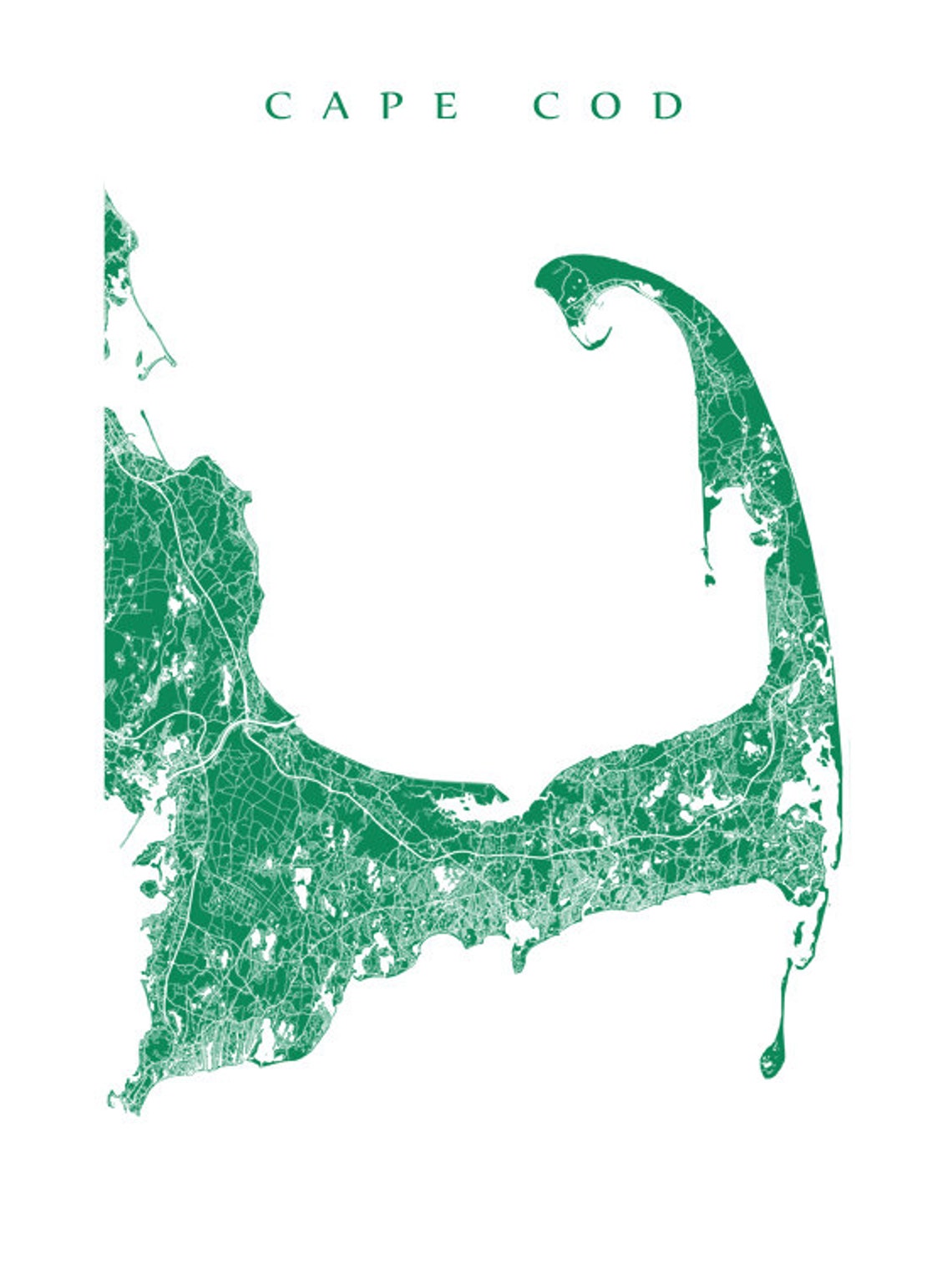 Cape Cod Map Massachusetts Art Poster Print - Etsy