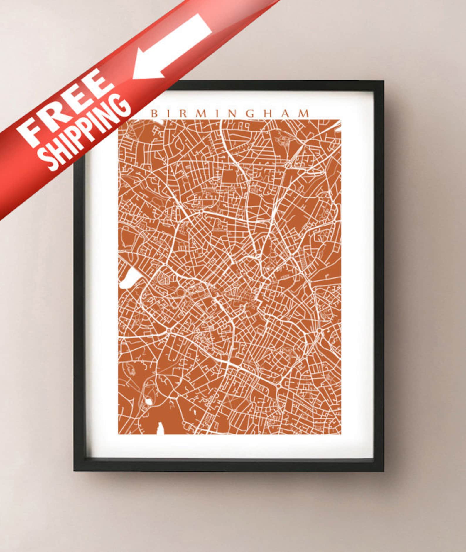 Birmingham Map Print England Poster - Etsy Canada
