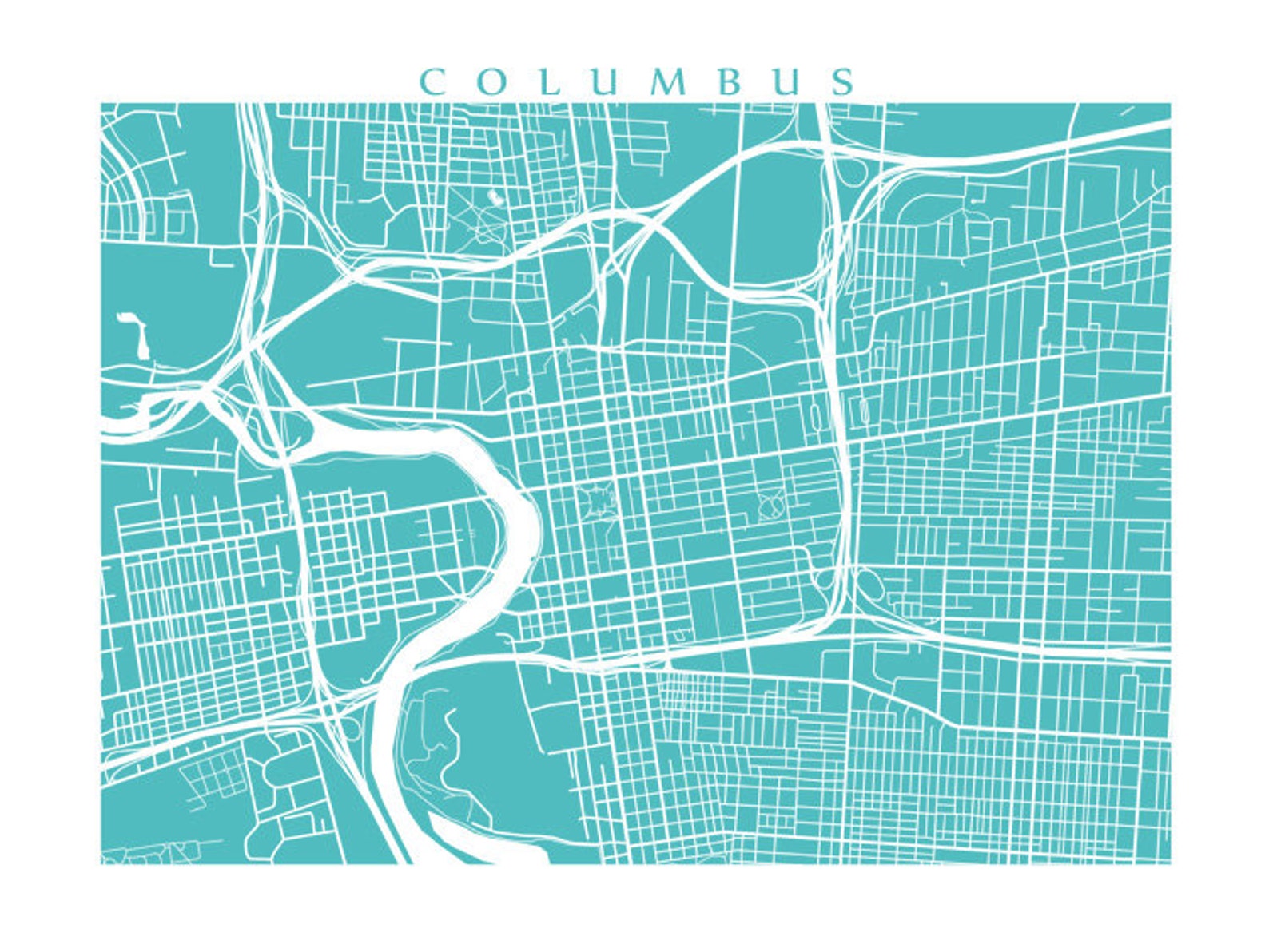 Columbus Map - Ohio Poster Print - Etsy