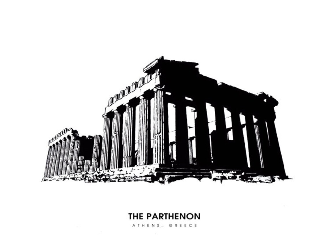 The Parthenon Ink Drawing Print Acropolis Athens - Etsy