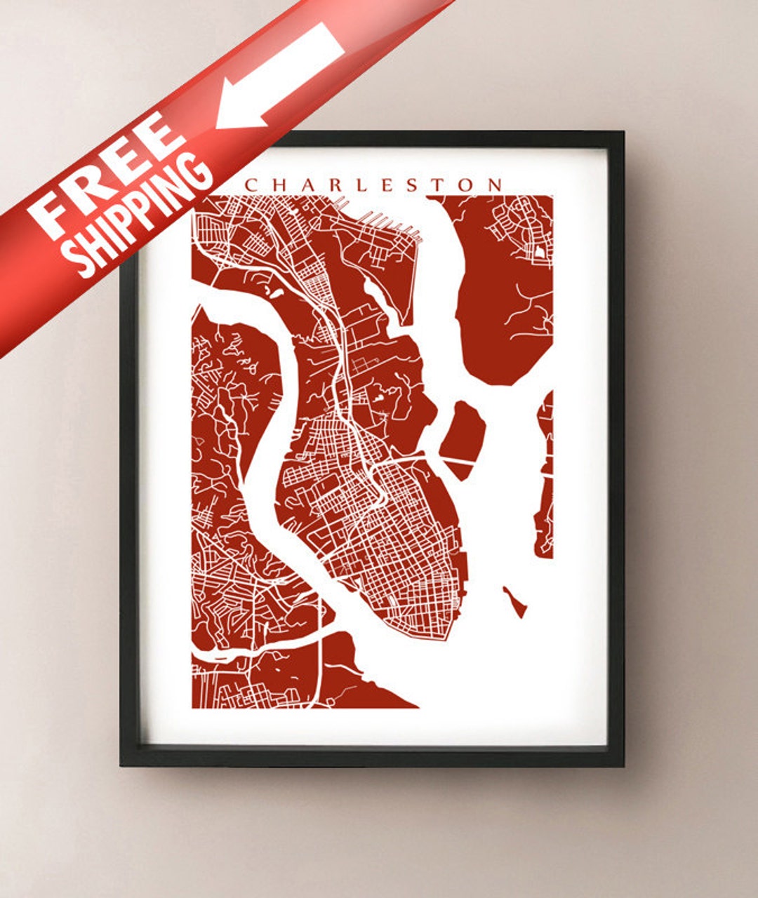 Charleston Map Print - South Carolina Poster Art - Etsy