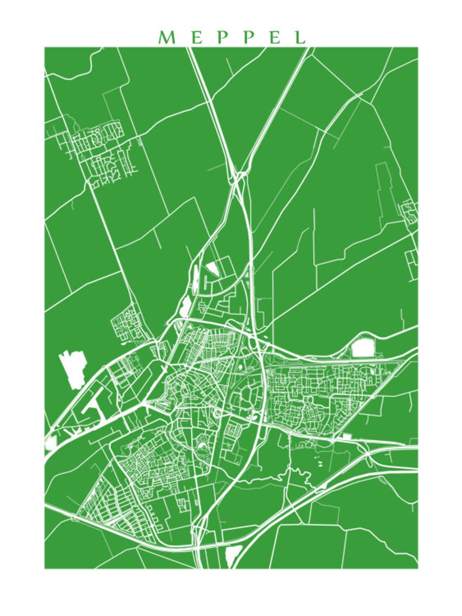 Meppel Map Print Netherlands Poster | Etsy