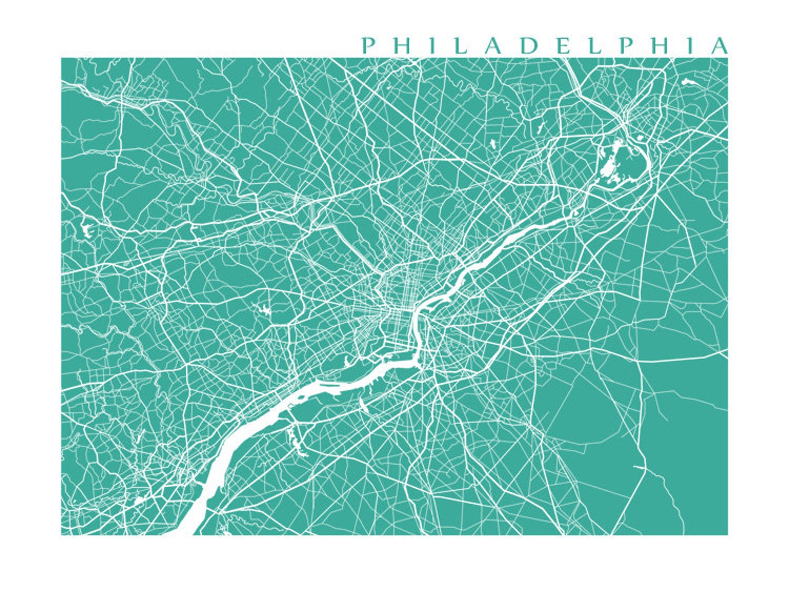 Philadelphia Area Map Print Philly Pennsylvania Poster Art - Etsy