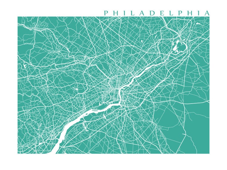 Philadelphia Area Map Print, Philly, Pennsylvania Poster Art - Etsy