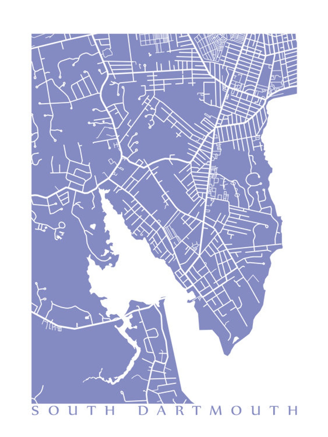South Dartmouth MA Map Print Massachusetts Poster - Etsy