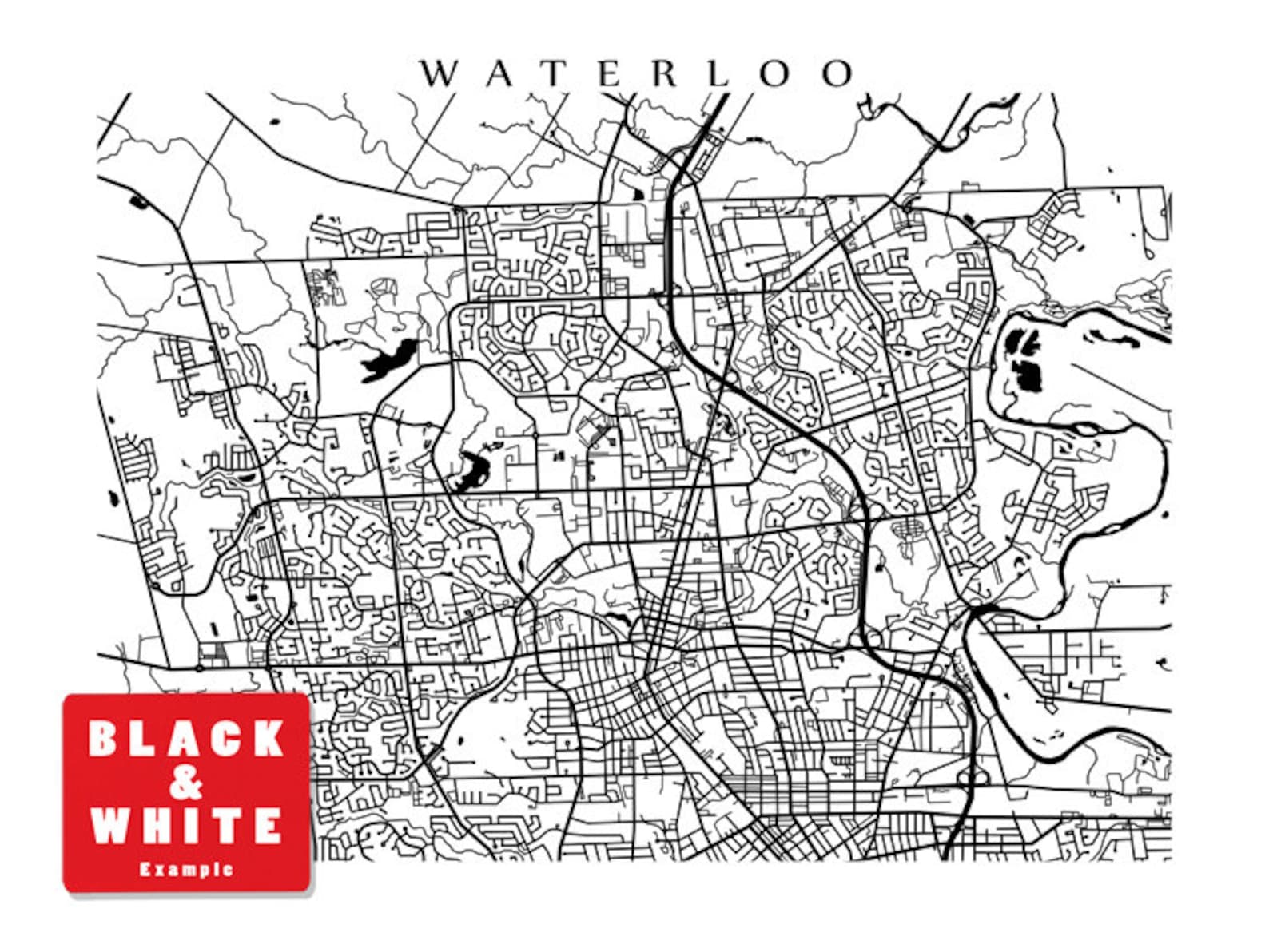 Waterloo Map Print Ontario Canada Art Poster | Etsy
