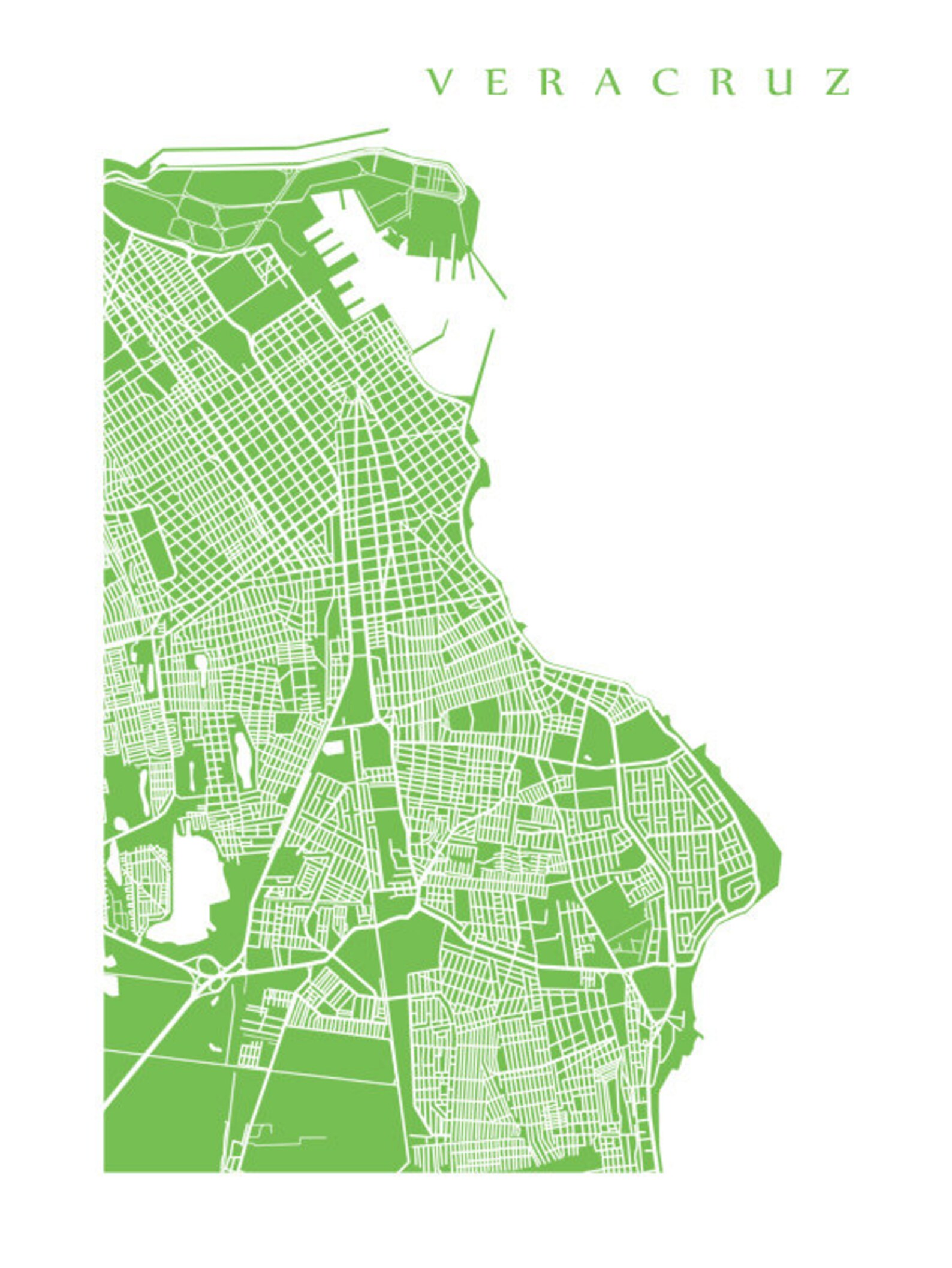 Veracruz Map Art Print - Mexico Poster - Etsy