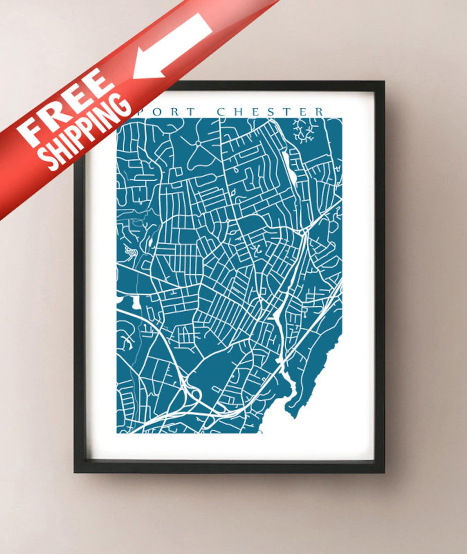 Port Chester, NY Map Print - Westchester County, New York - Etsy