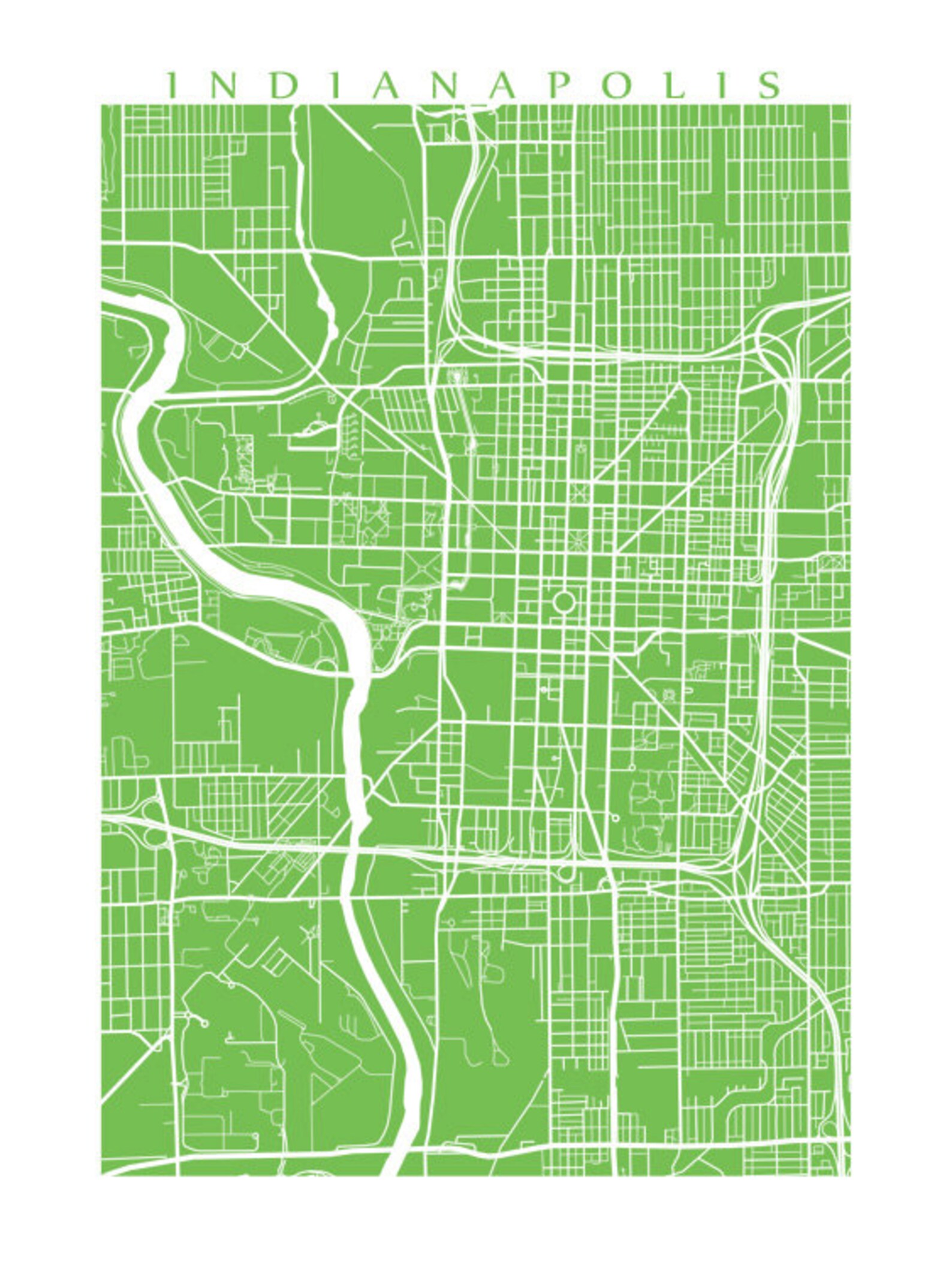 Indianapolis City Map - Indiana Poster Art Print - Etsy