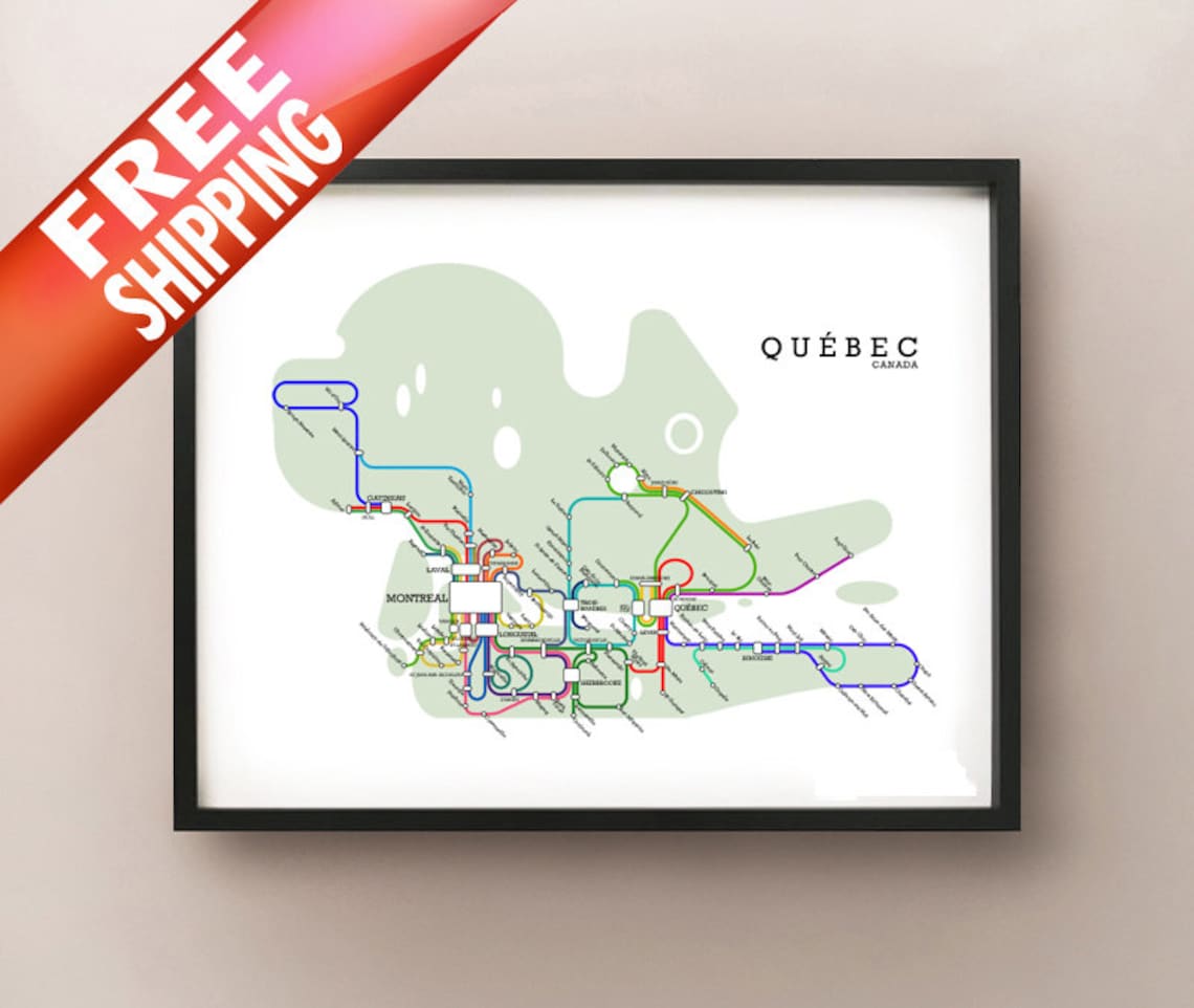 Quebec Metro Subway Style Map Art Print - Etsy