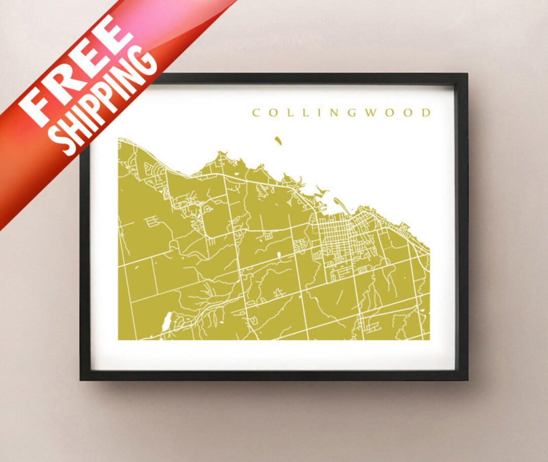 Collingwood Map Print - Ontario Art - Canada Poster - Choose Size and ...