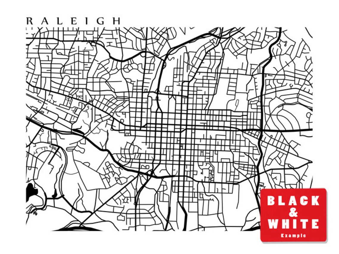 Raleigh Map North Carolina Poster Print | Etsy