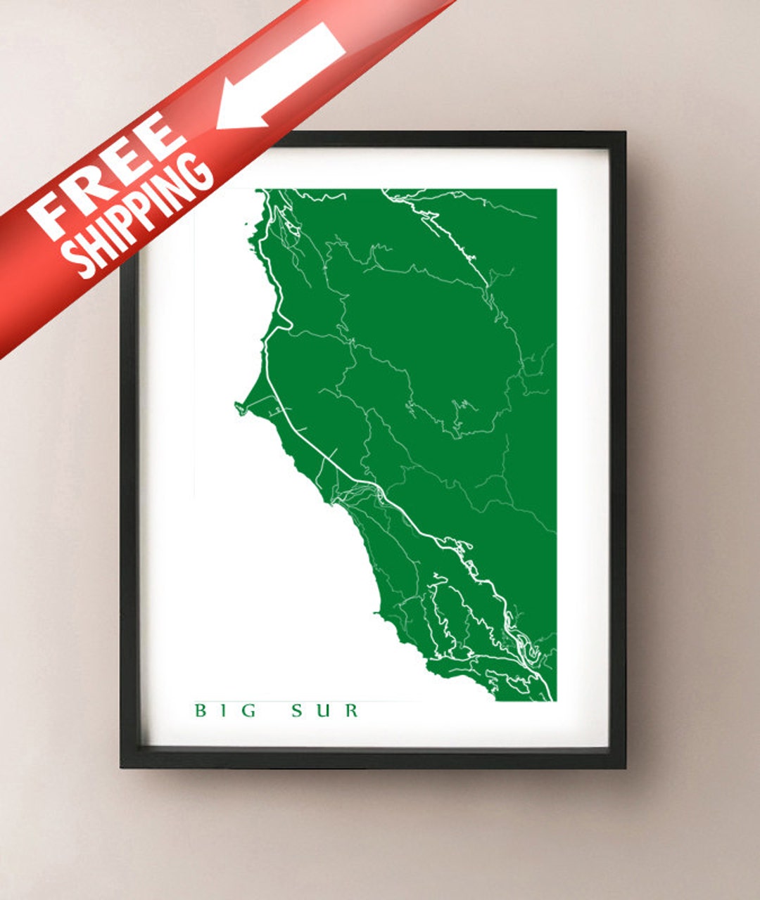Big Sur Map Print - California Poster - Etsy