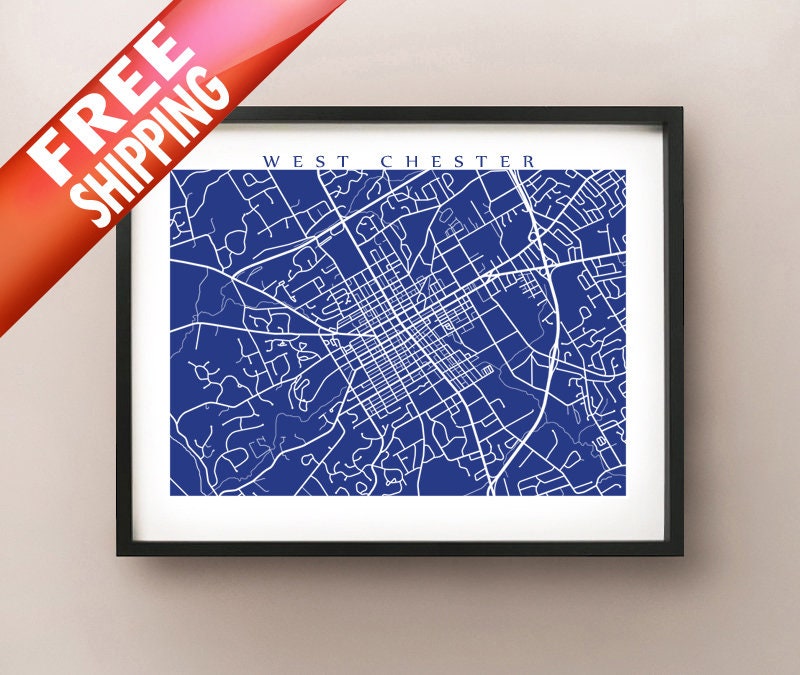 West Chester PA Map Pennsylvania Poster | Etsy