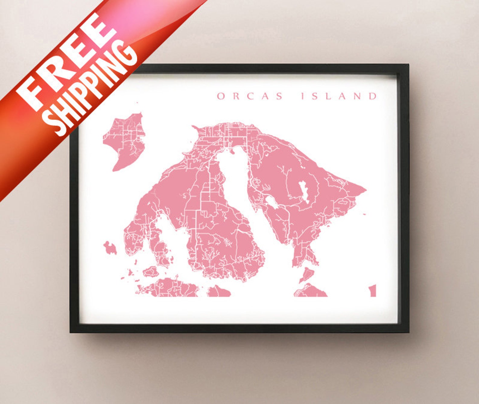 Orcas Island Map Washington USA Art Poster Print - Etsy