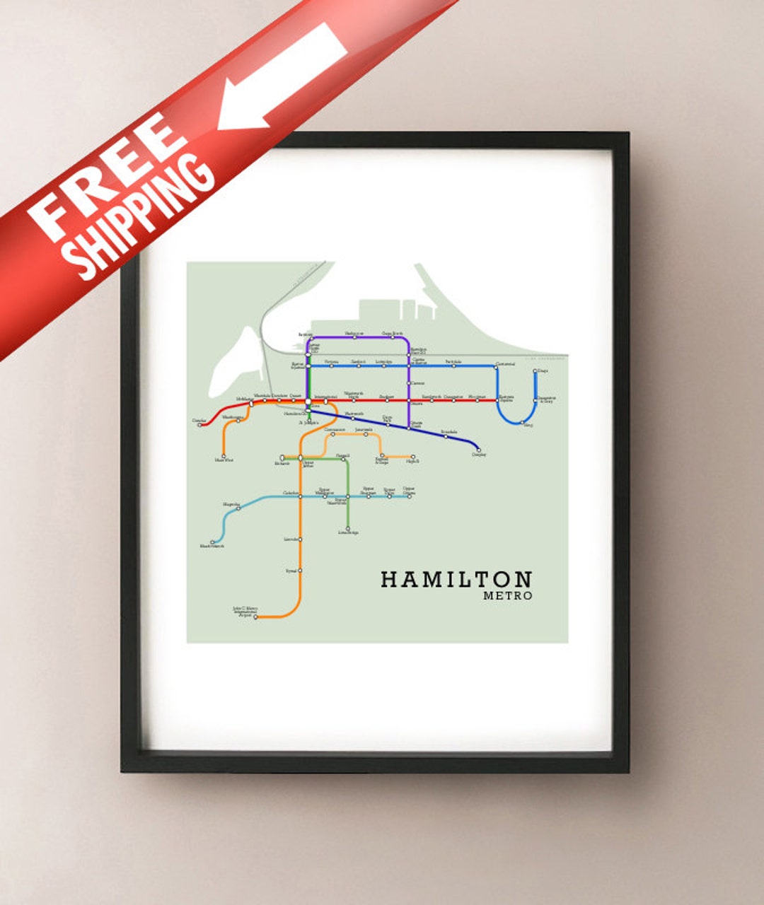 Hamilton Subway Map - Fictional Metro Style Art Print of Hamilton ...