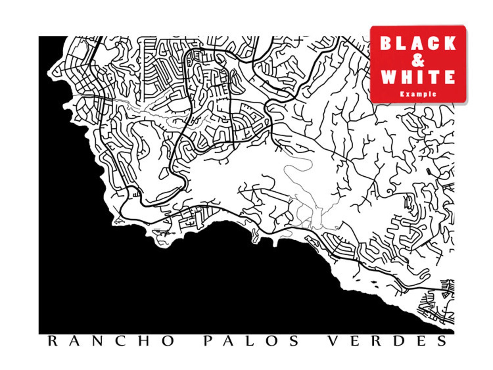 Rancho Palos Verdes Map Print - California Art Poster - Etsy