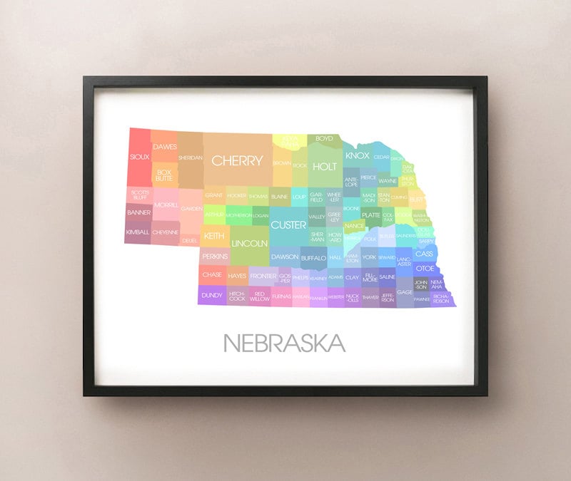 Nebraska State Map Custom Print | Etsy