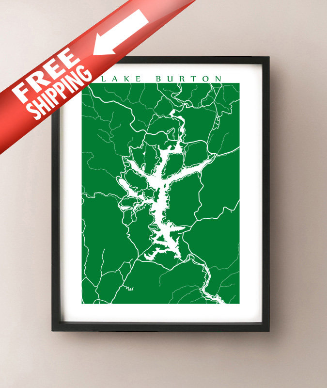 Lake Burton, GA Map Print - Rabun County, Georgia Poster - Etsy