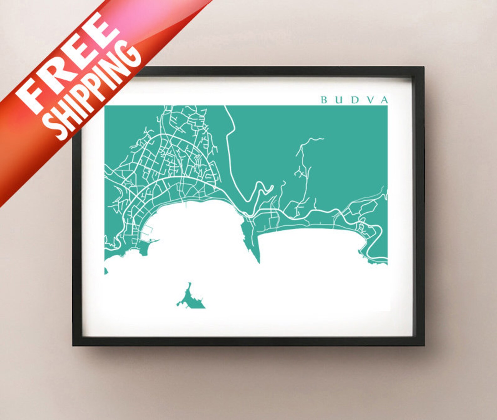Budva Map - Montenegro Poster - Будва - Etsy