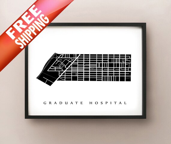 Graduate Hospital Map Southwest Center City Philadelphia | Etsy