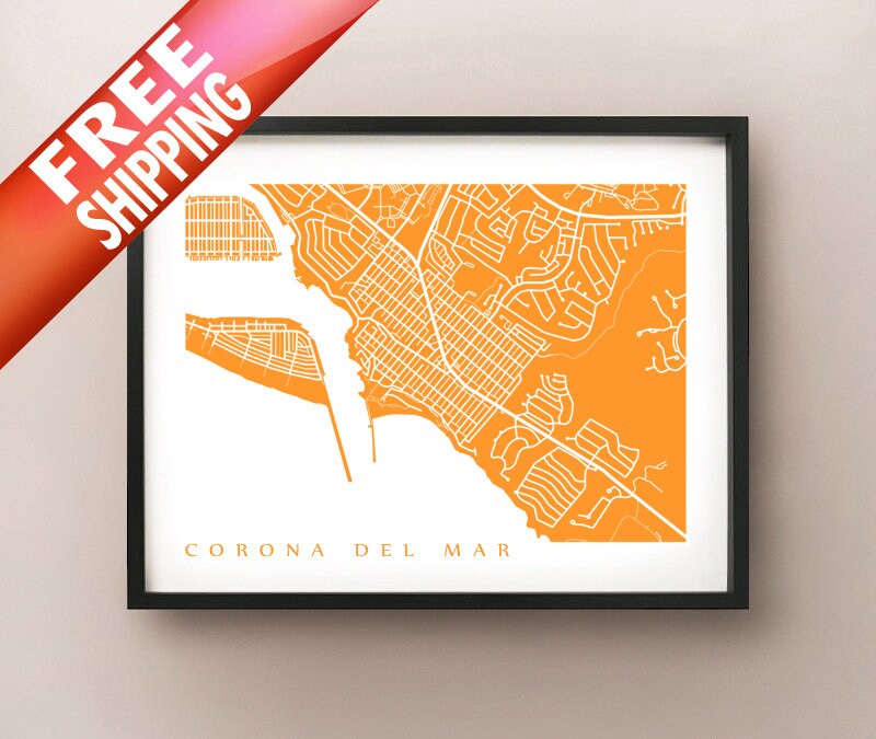 Corona Del Mar Map California Poster Print | Etsy