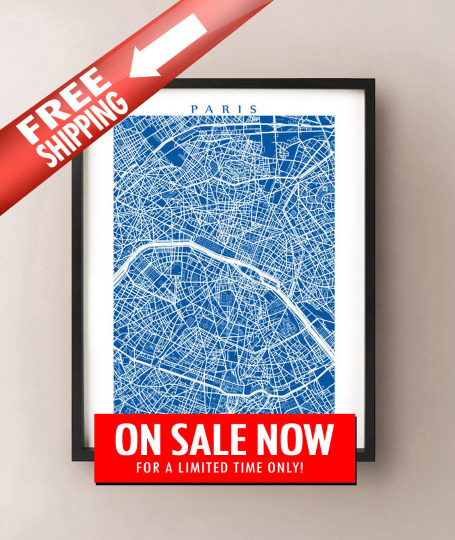 Paris Map Print Vertical/portrait Layout - Etsy