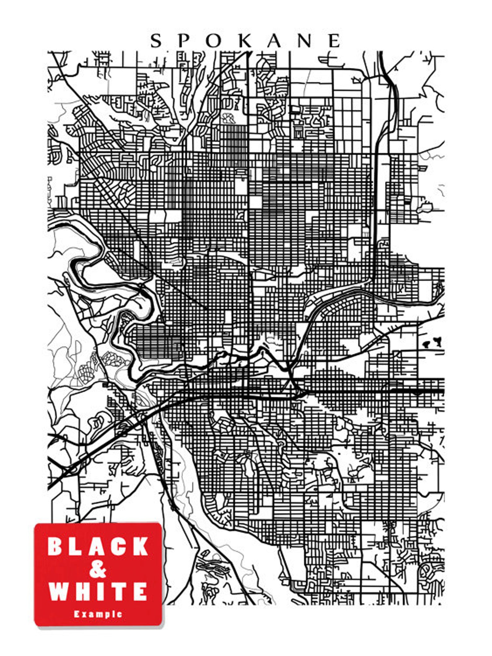Spokane Map Print Washington Poster - Etsy