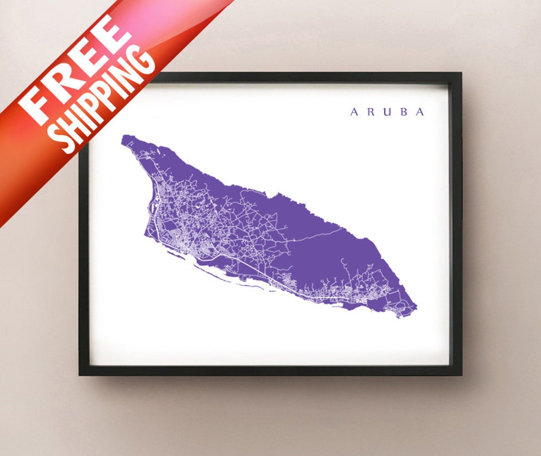 Aruba Map Print: Colorful Island Streets Art - Etsy